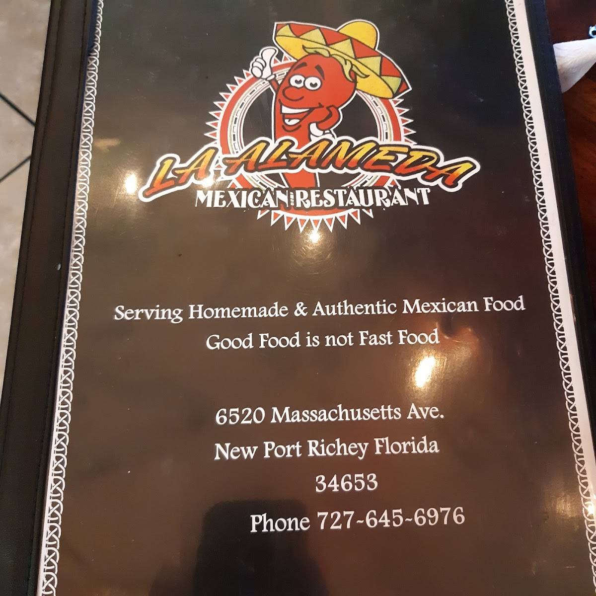 Menu at La Alameda Mexican Restaurant, New Port Richey