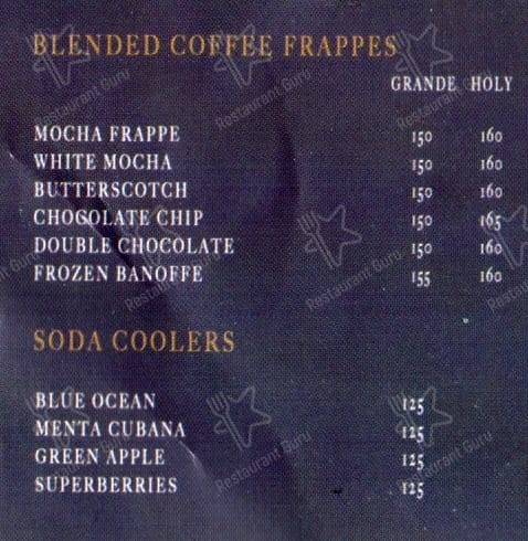 Menu at La Cathedral Cafe, Manila