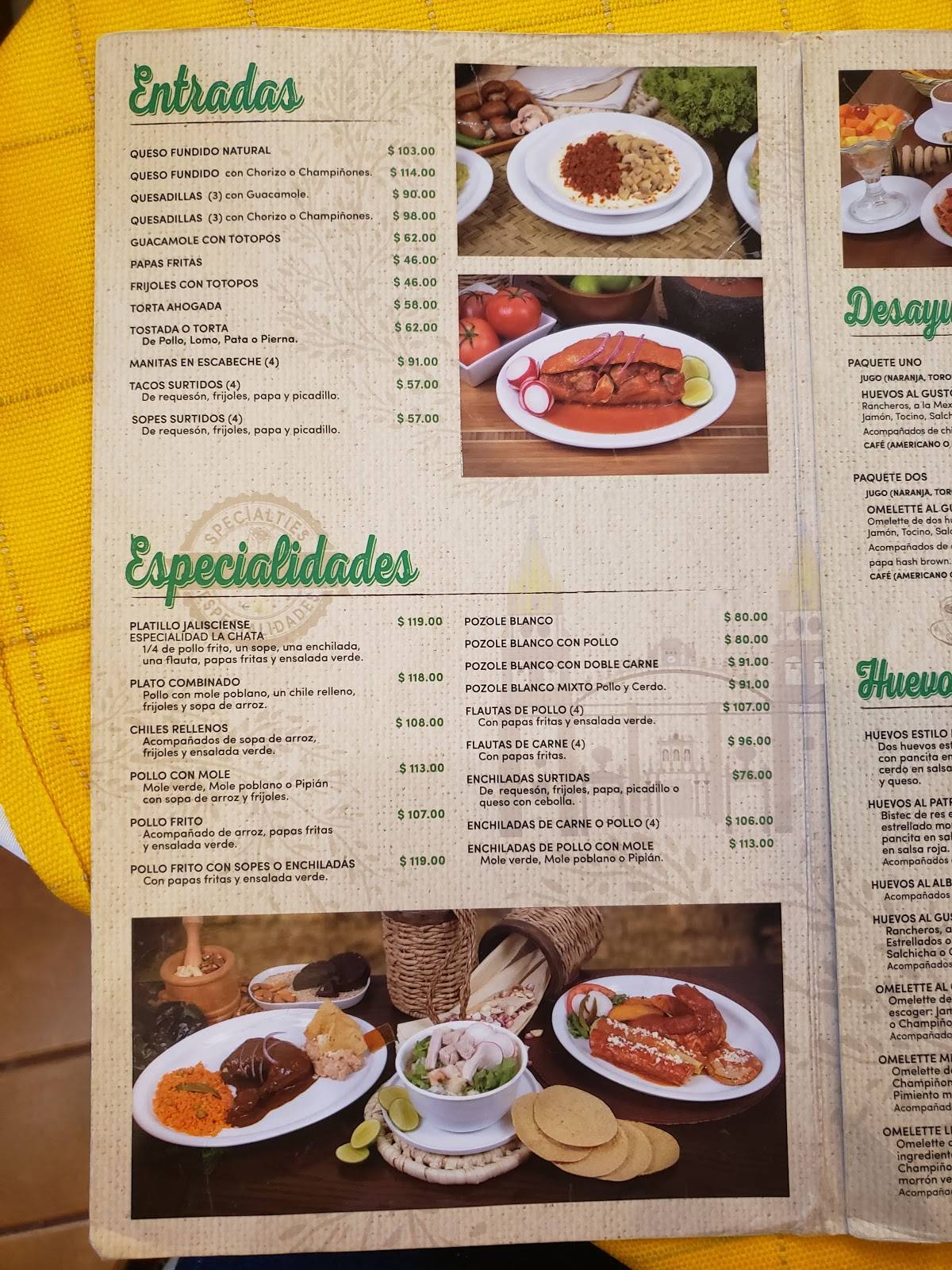 Carta del restaurante La Chata Terranova, Guadalajara, Av Terranova 405A