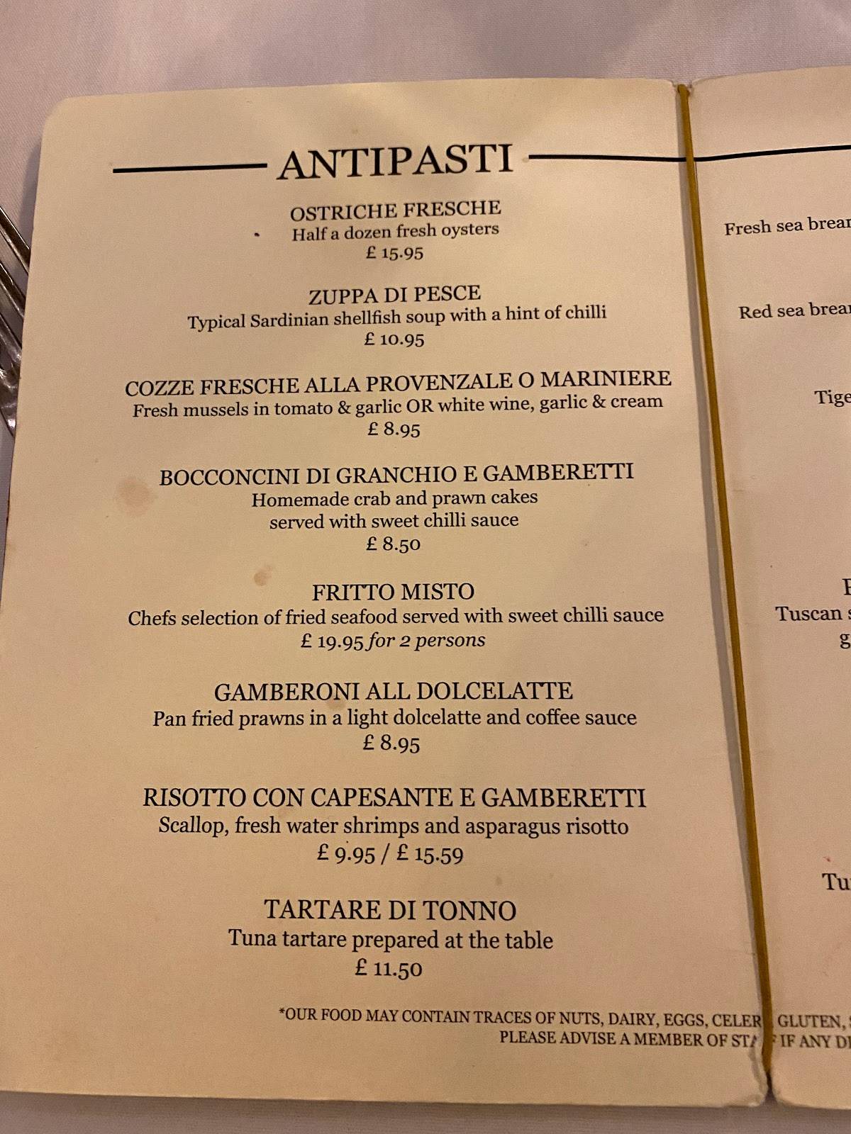 Menu at La Coppola Ristorante & Oyster Bar, Royal Leamington Spa