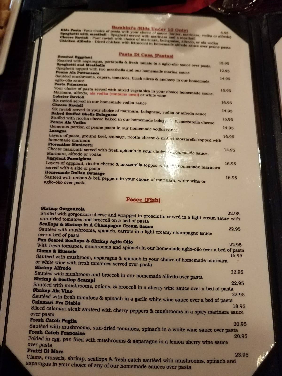 Menu at La Cucina restaurant, Sunset Beach, Chandlers Ln #11