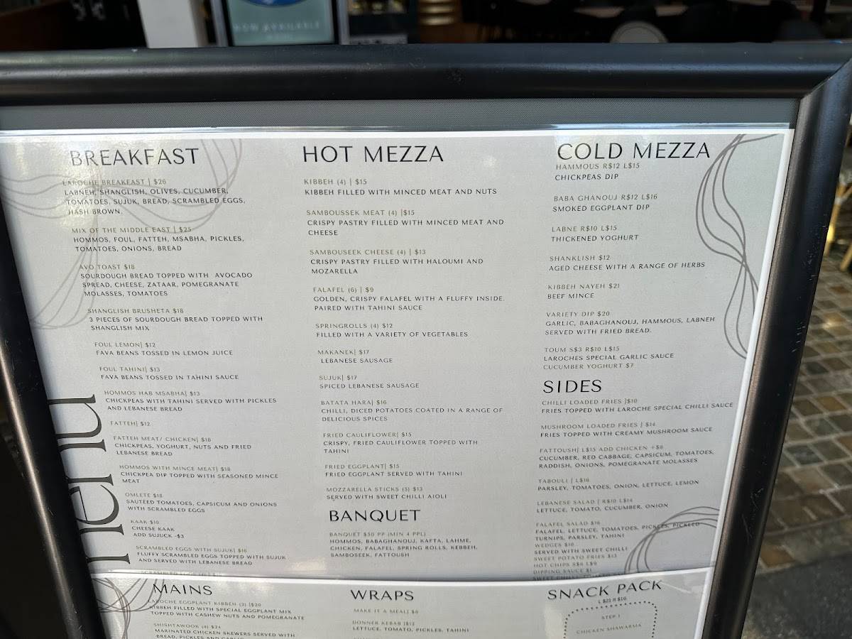 Menu at La Roche Restaurant, Chullora