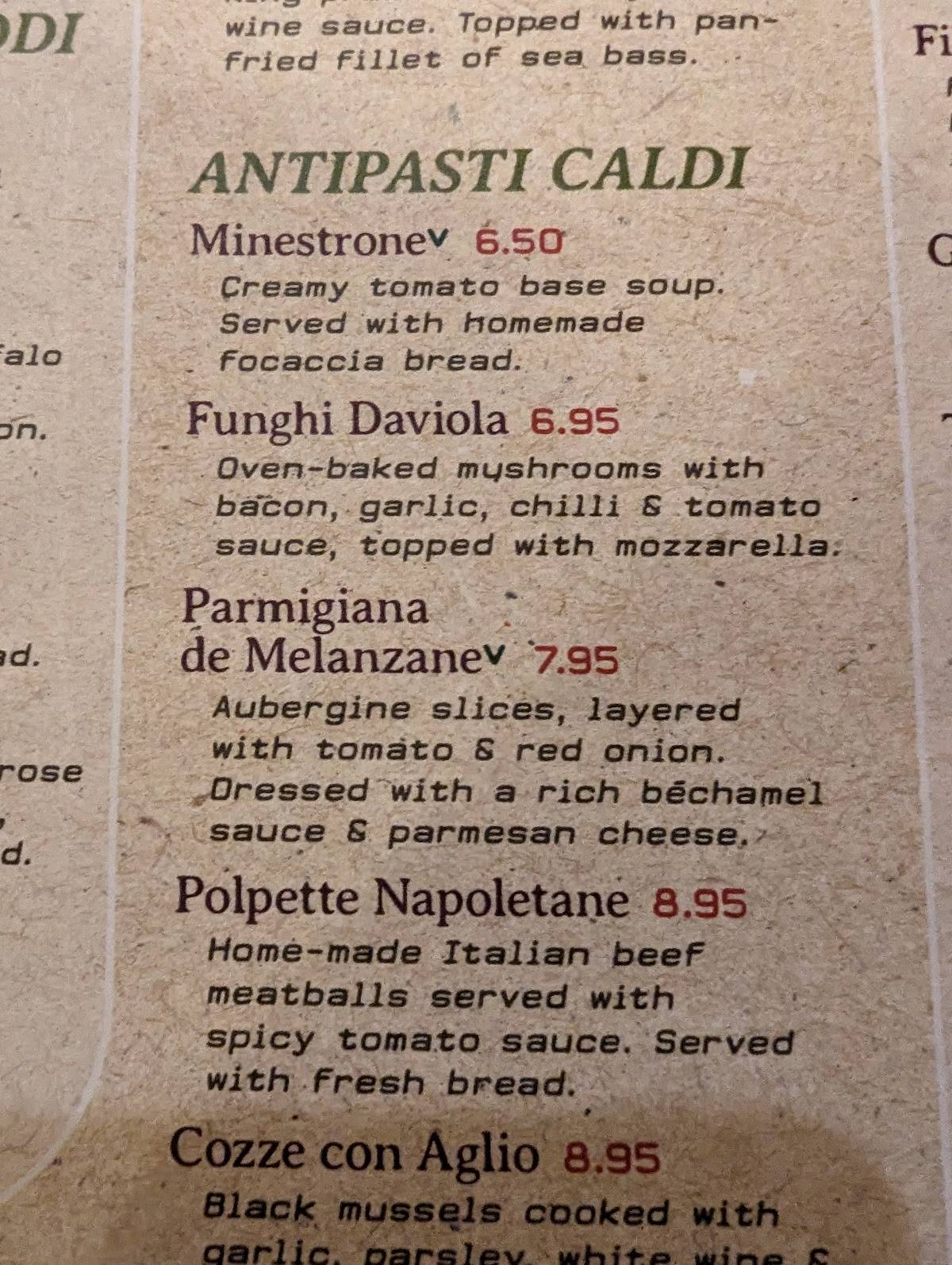 Menu at La Rustica Restaurant & Wine Bar, Doncaster