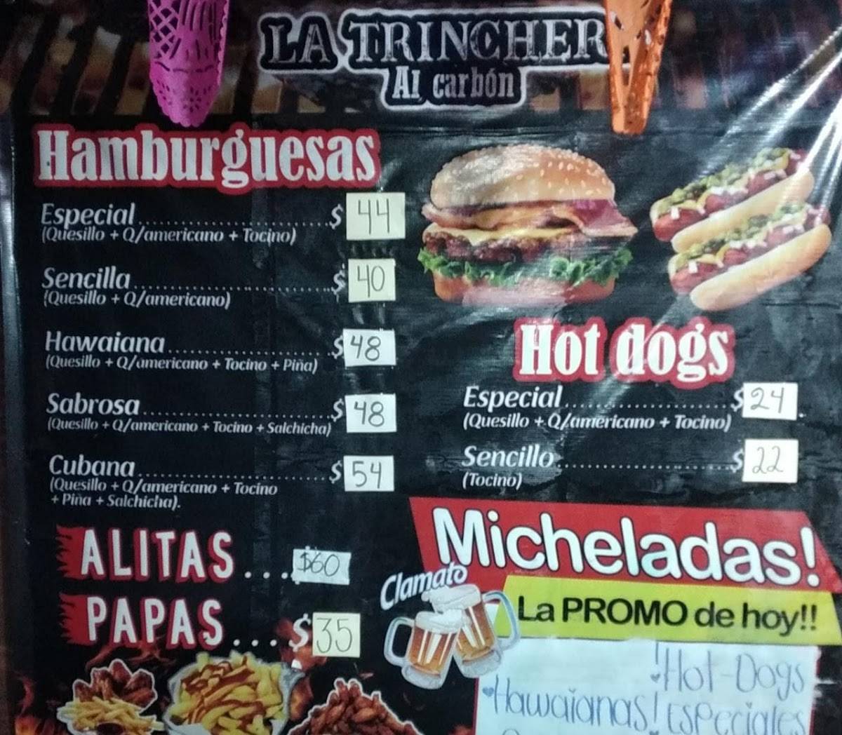Carta del restaurante La trinchera, Tepojaco