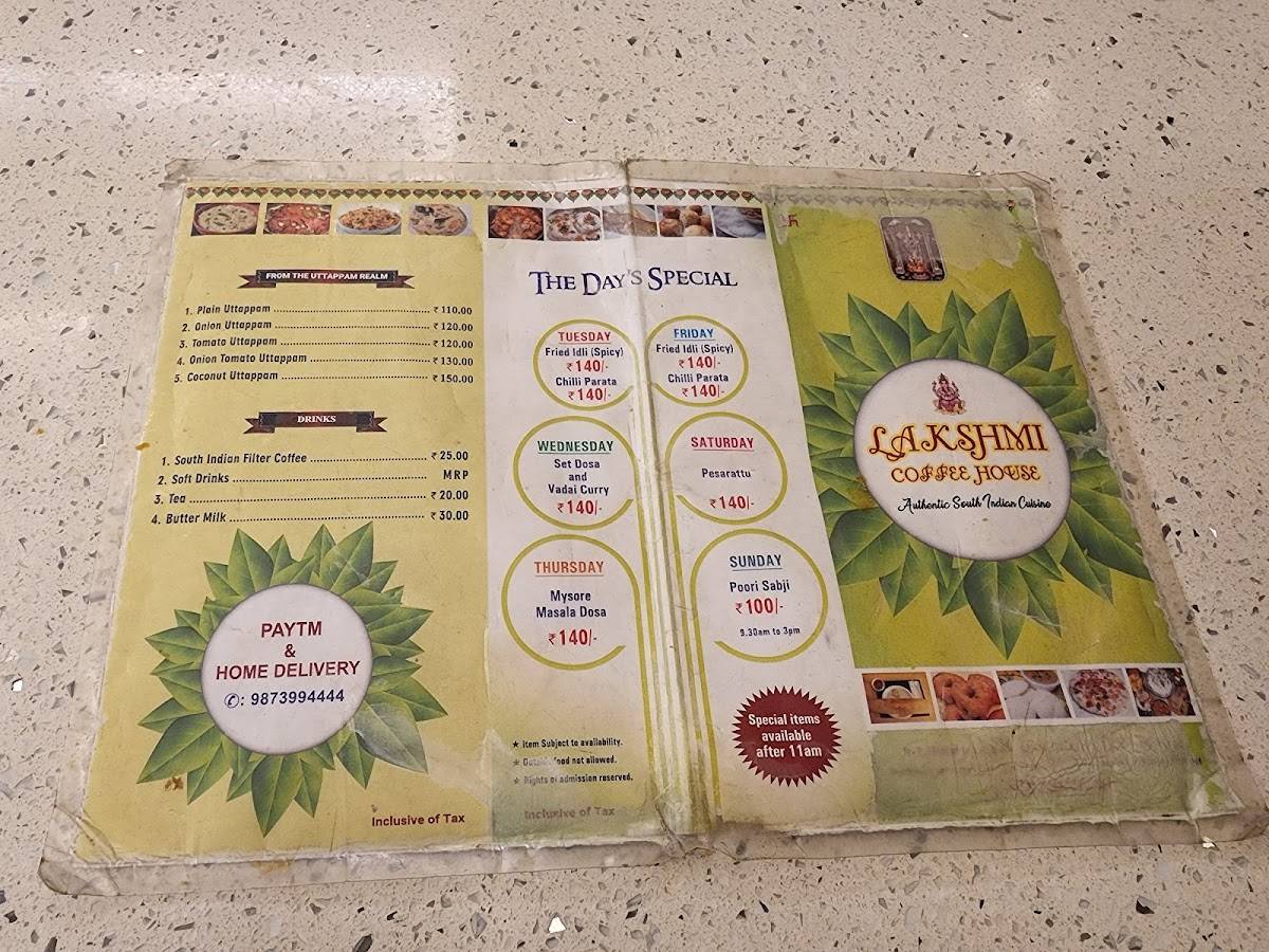 Menu at Lakshmi Coffee House, Noida, R1