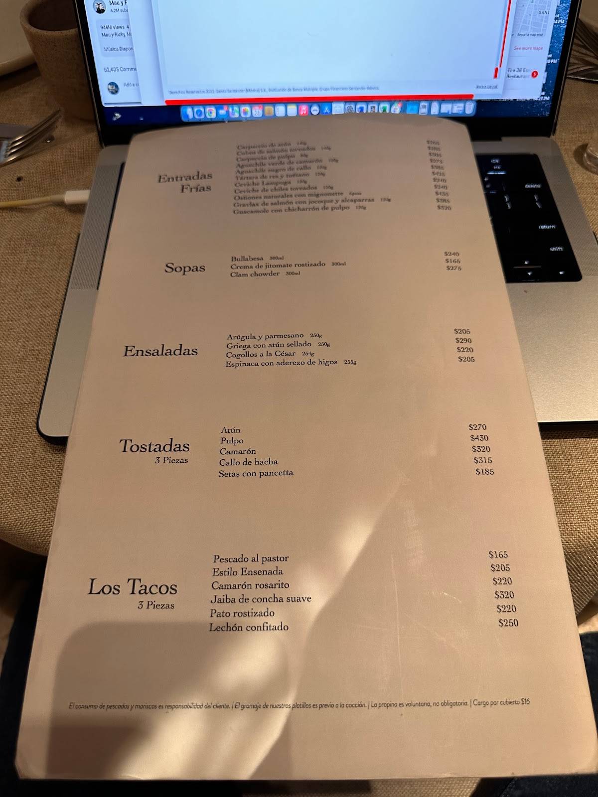 Carta del restaurante LAMPUGA POLANCO, Ciudad del México, Anatole France 78