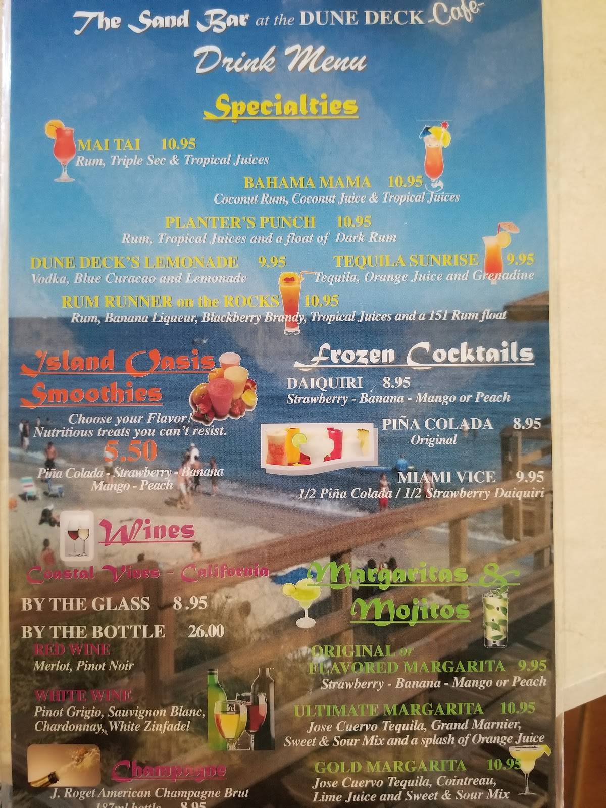 Menu at Dune Deck Café cafe, Lantana