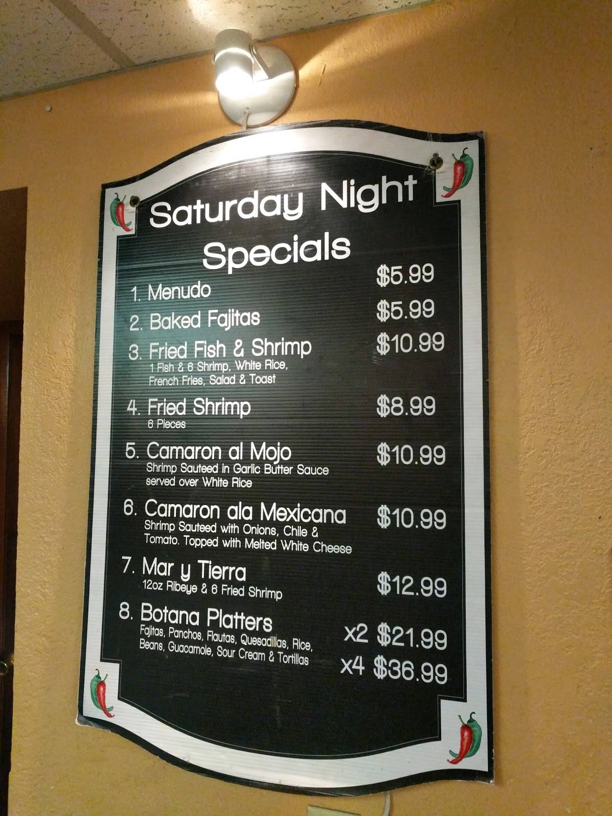 Menu at Las Vegas Cafe, Harlingen
