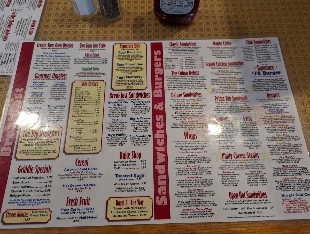 Menu at Latham '76 Diner restaurant, Latham