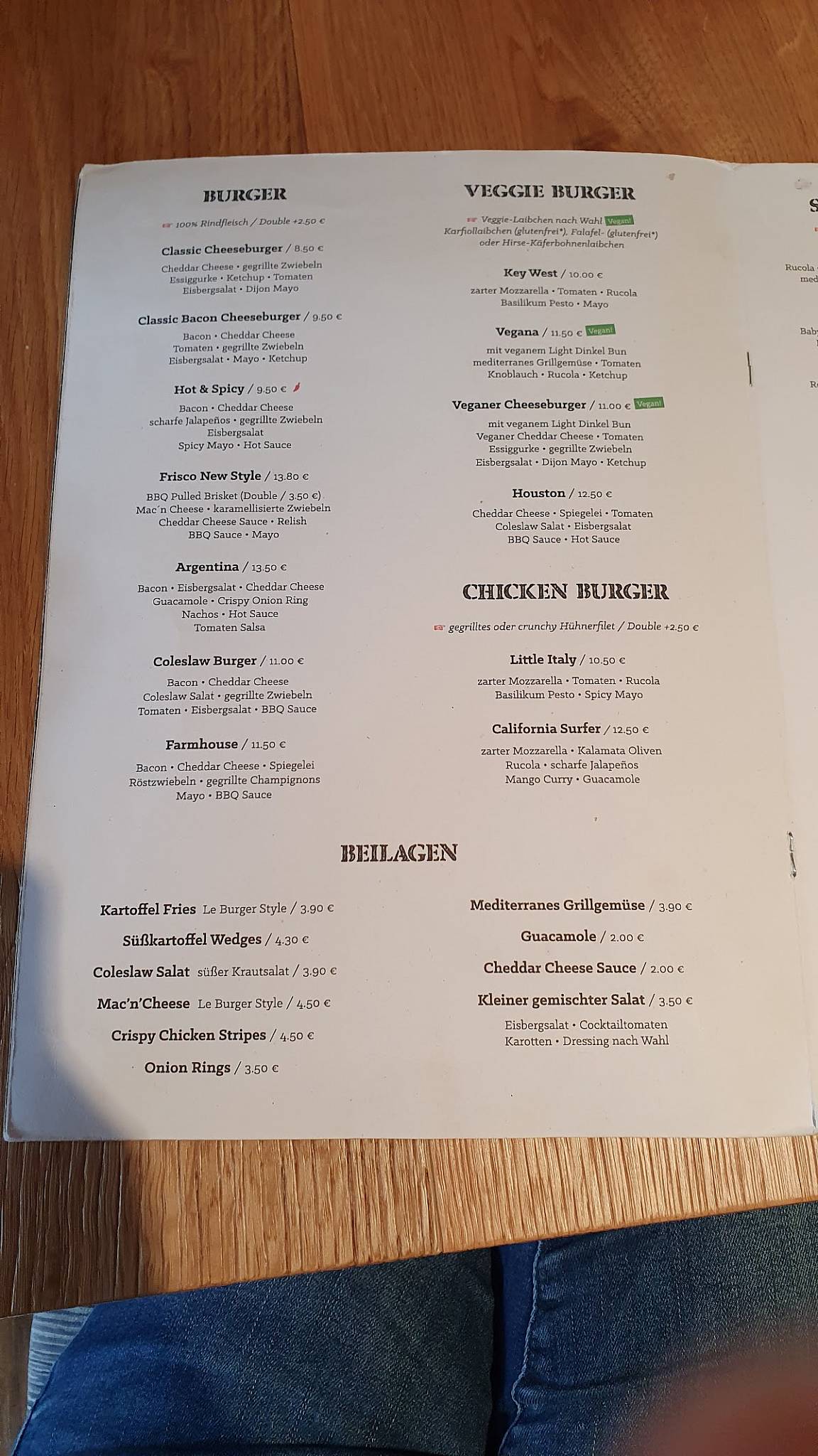 Speisekarte von Le Burger Klagenfurt restaurant, Klagenfurt am Wörthersee