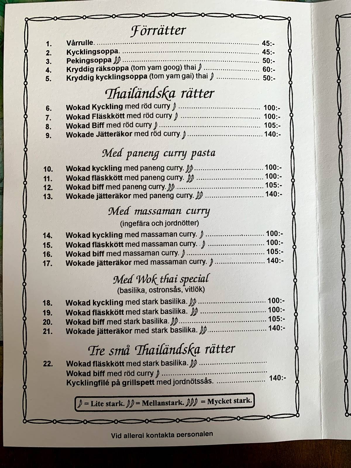 Menu at Lidköpings Wok House restaurant, Lidköping