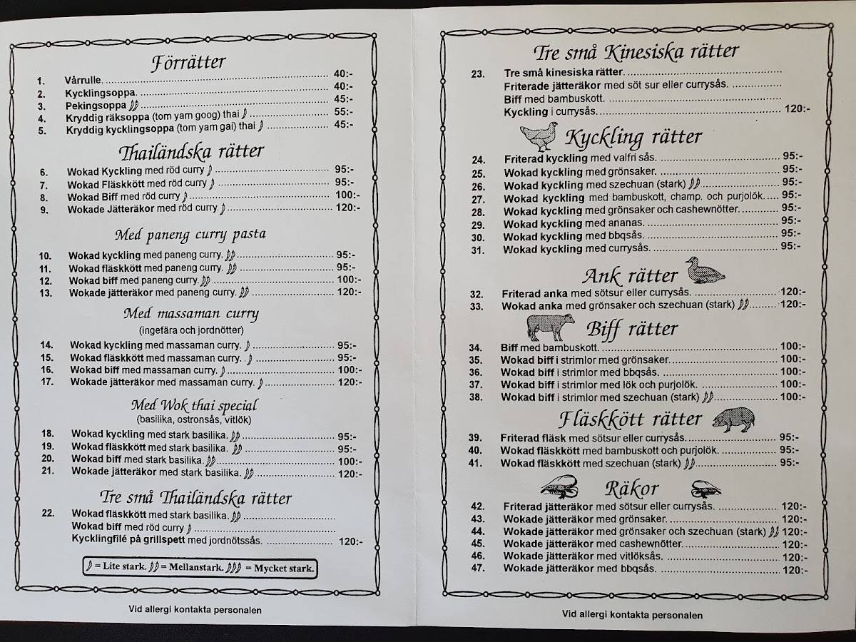 Menu at Lidköpings Wok House restaurant, Lidköping