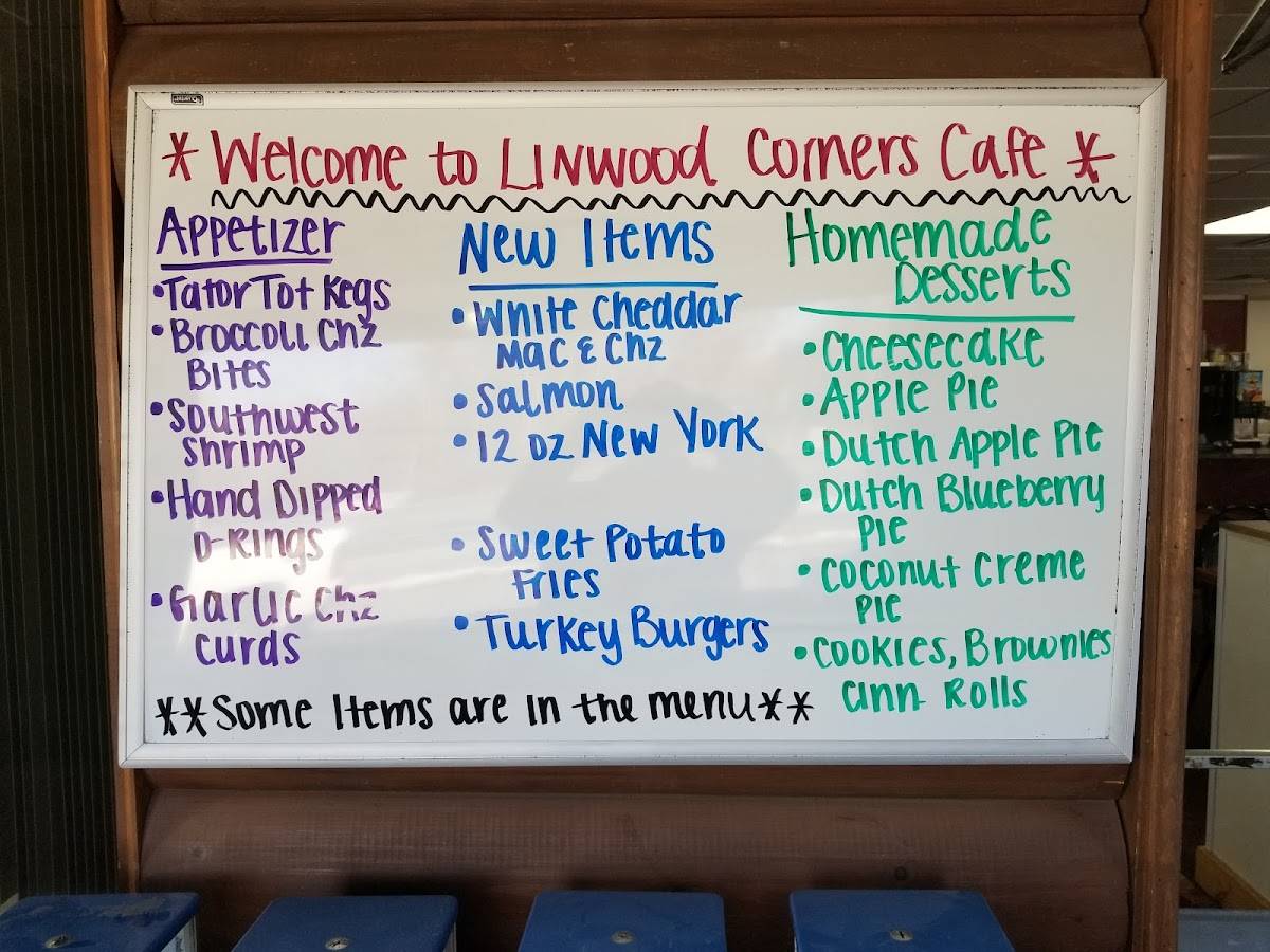 Menu at Linwood Corners Cafe, Linwood