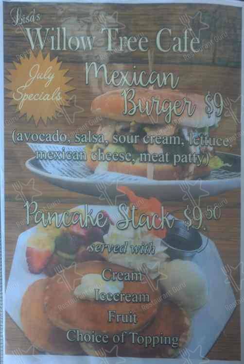 Menu at Lisa's Willow Tree Cafe, Caboolture South