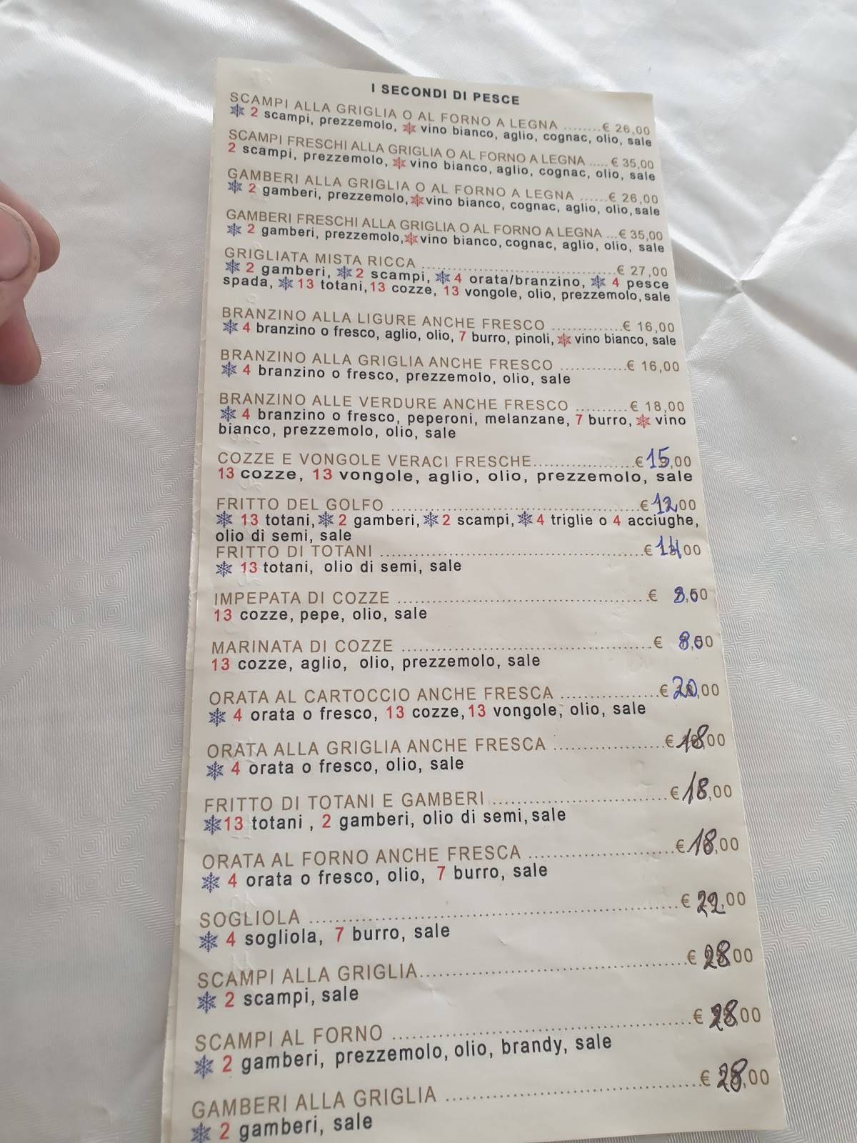 Menu da Lo Scugnizzo ristorante, Rapallo
