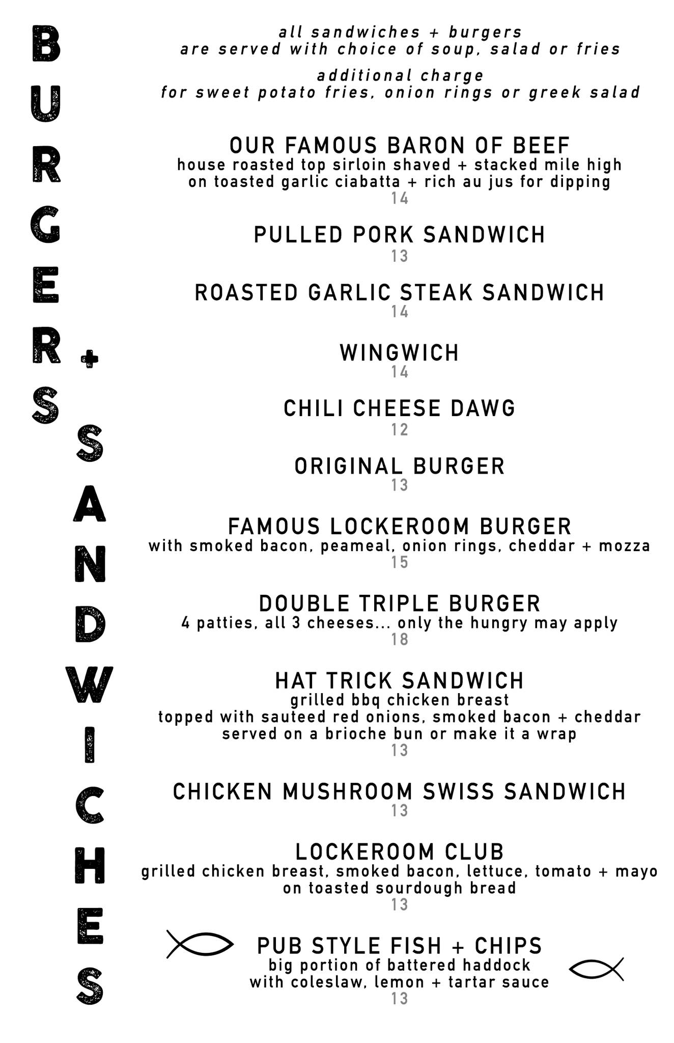 Menu at Lockeroom pub & bar, Barrie