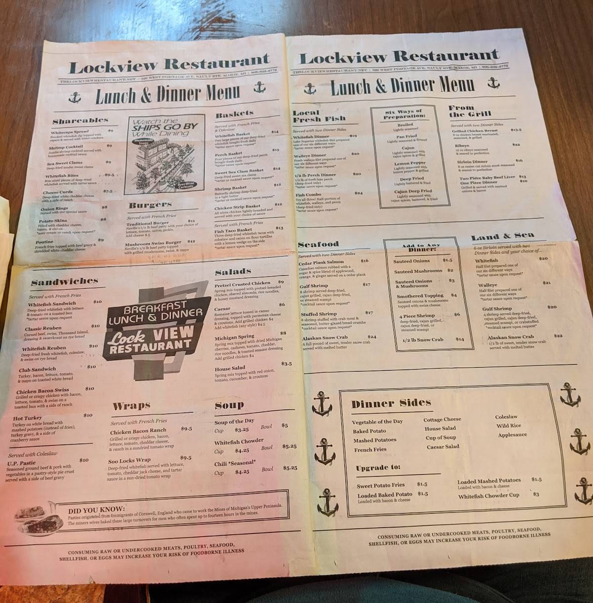 Menu at Lockview Restaurant, Sault Ste. Marie