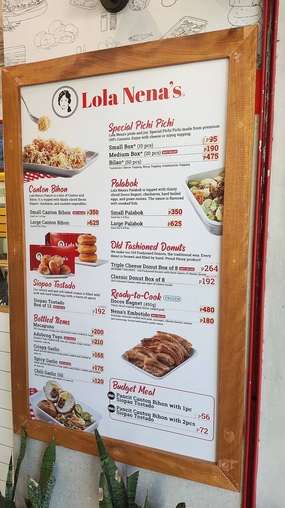 Menu at Lola Nena's restaurant, Makati
