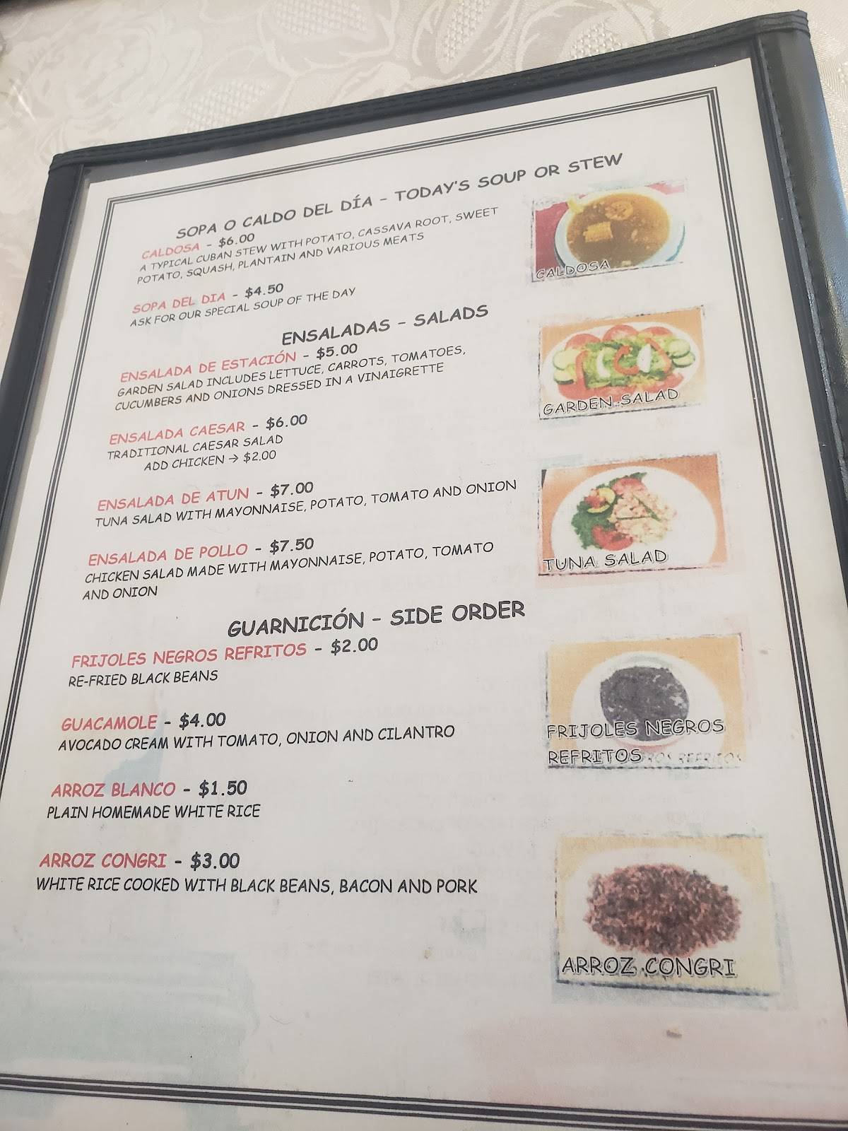 Menu at Casa Cubana Restaurant, London, 411 Hamilton Rd