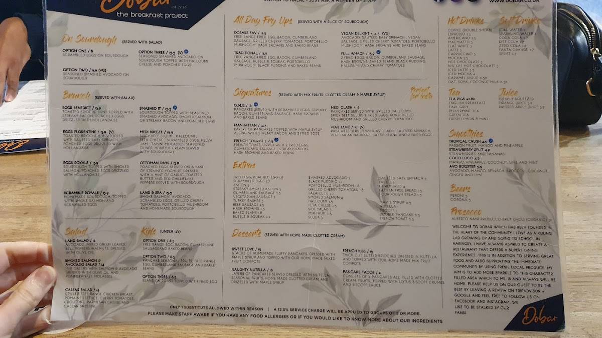 Menu at Dobar, London