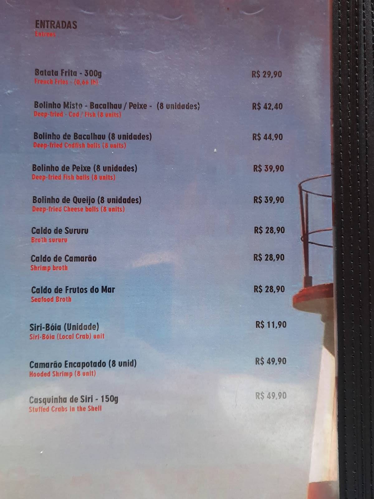 Menu em Bar Recanto da Lua Cheia, Salvador