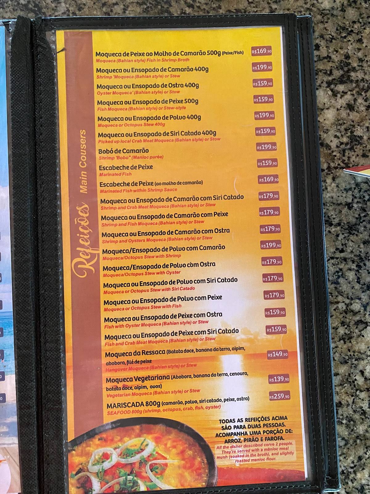 Menu em Bar Recanto da Lua Cheia, Salvador