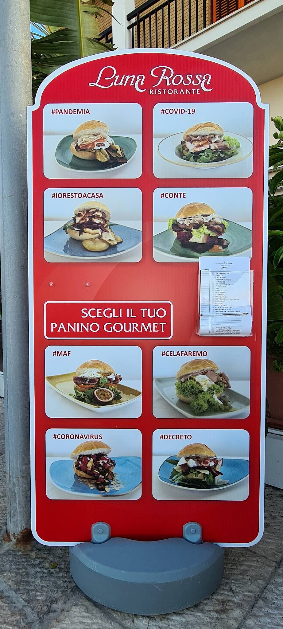 Carta del restaurante Luna Rossa, Savelletri