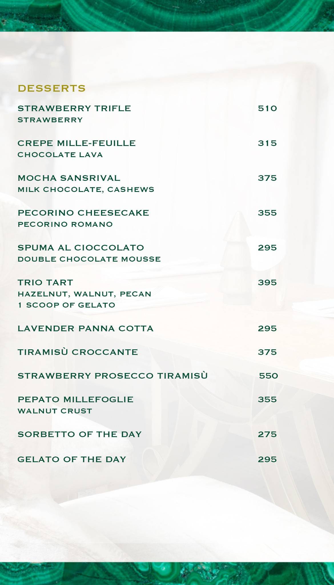 Menu at Lusso cafe, Makati, Legaspi Street
