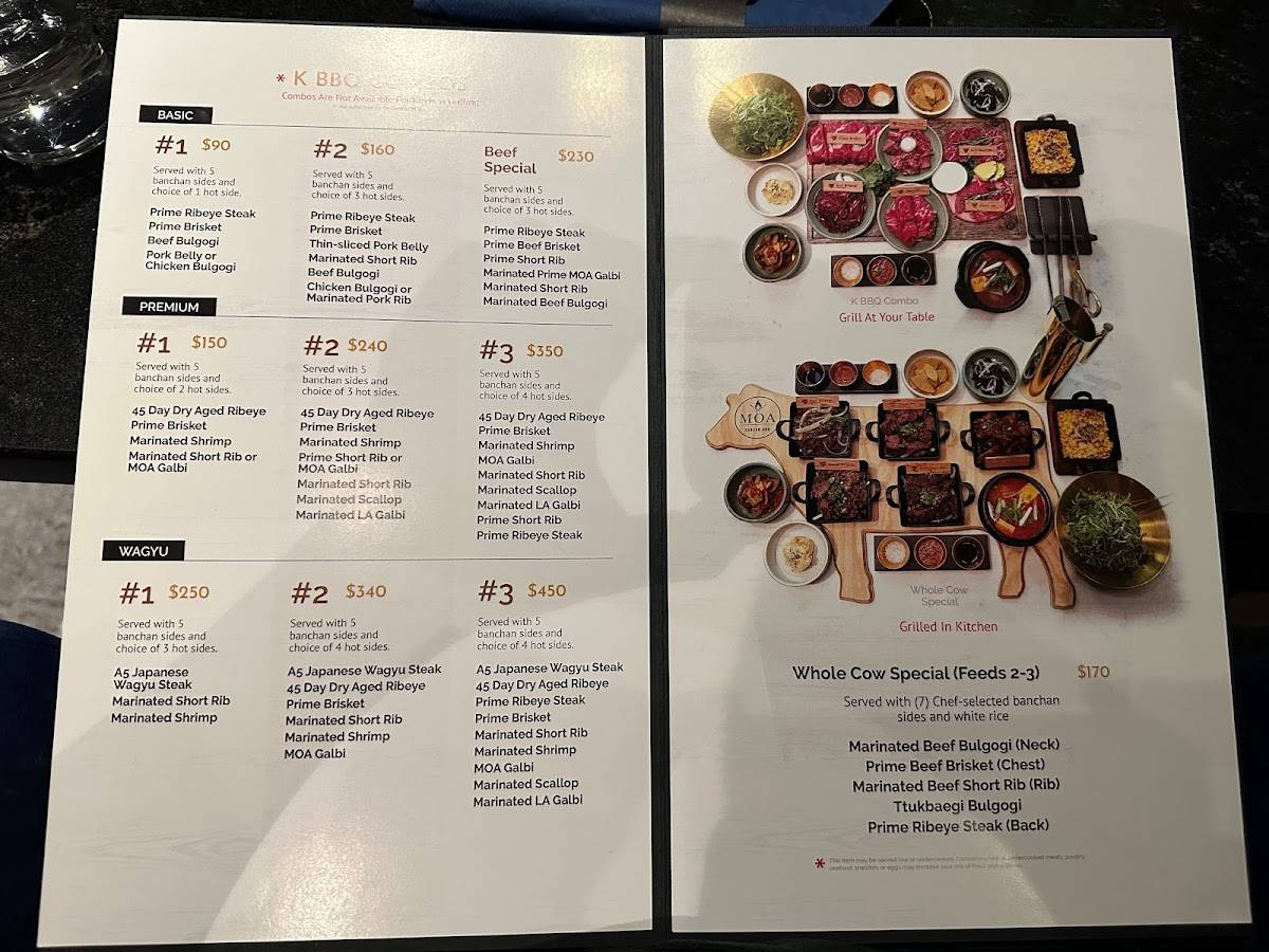 Menu at MOA Korean BBQ & Bar - Charlotte, Charlotte