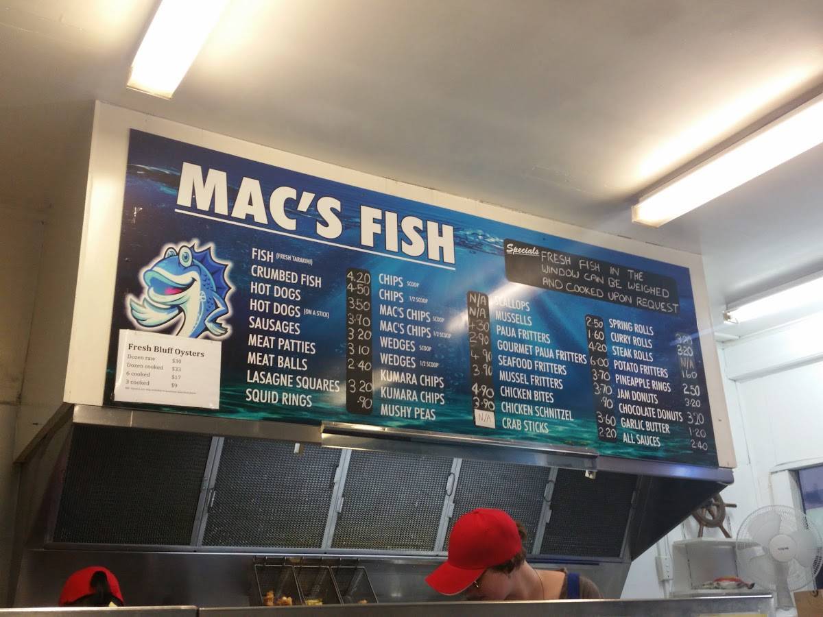 Menu at Mac's Fish Supply fast food, Hastings