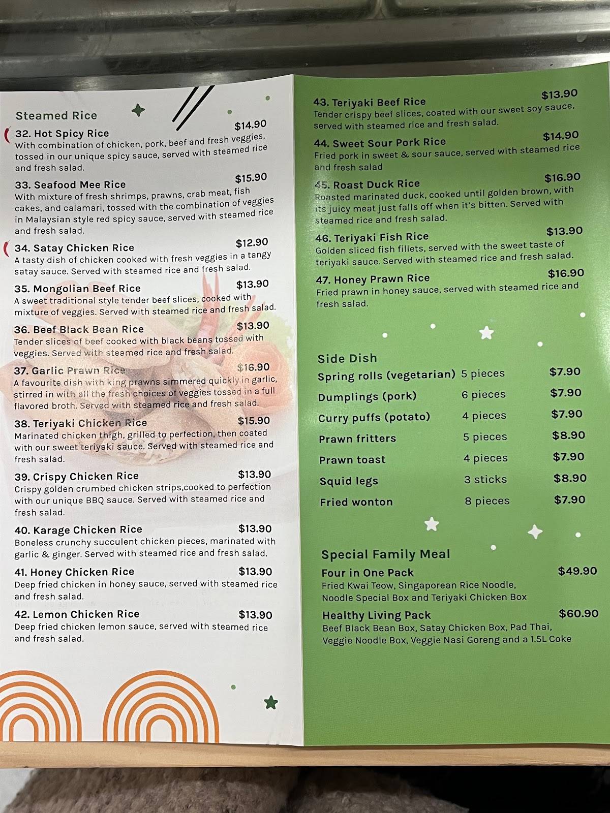 Menu at Magic Noodle Bar, South Yunderup