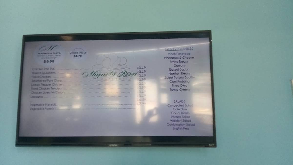 Menu at Magnolia Room Cafeteria, Tucker