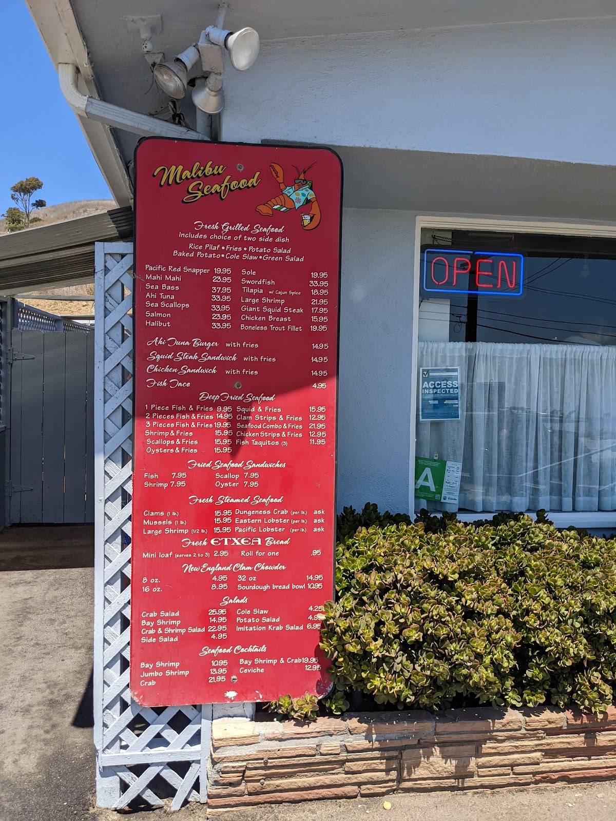 Menu at Malibu Seafood Fresh Fish Market & Patio Cafe, Malibu