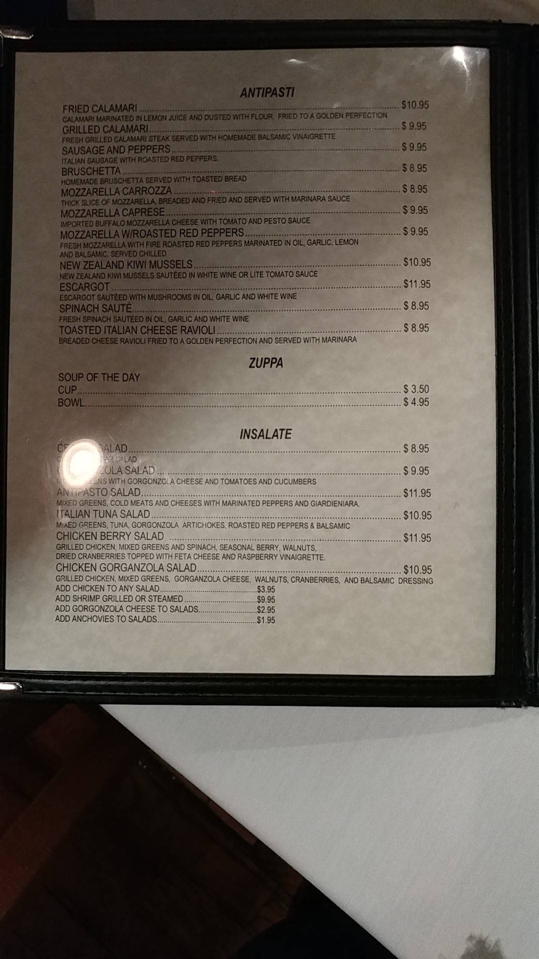 Menu at Mamma Onesta's Italian Restaurant, Lockport