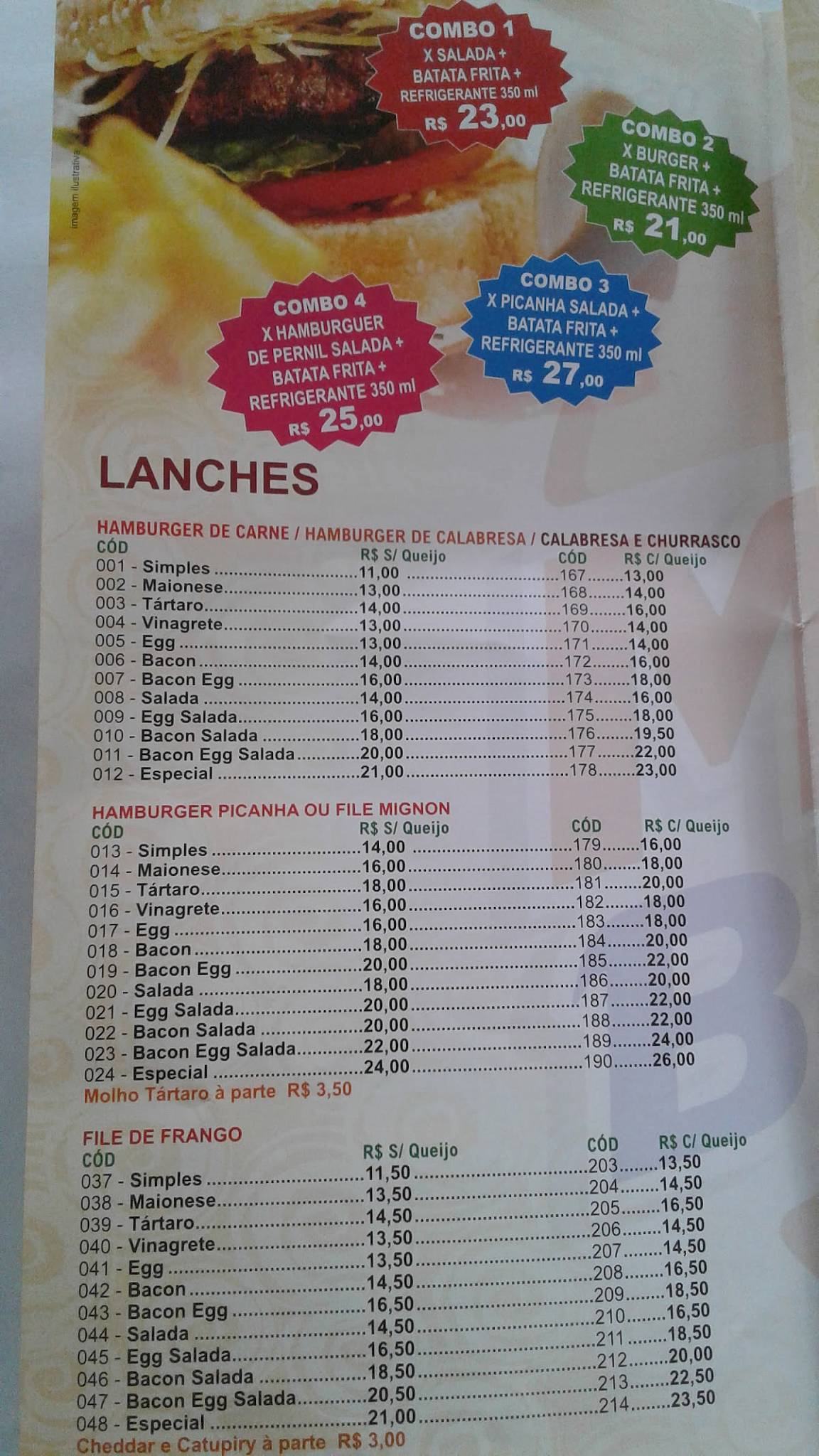 Menu em Mané Burguer restaurante, São Paulo, 1151 - Mooca