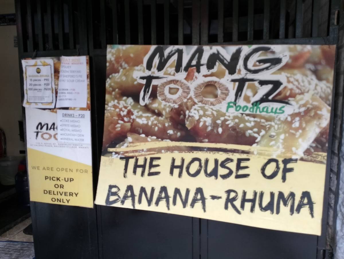 Menu at Mang Tootz Foodhouse restaurant, Manila