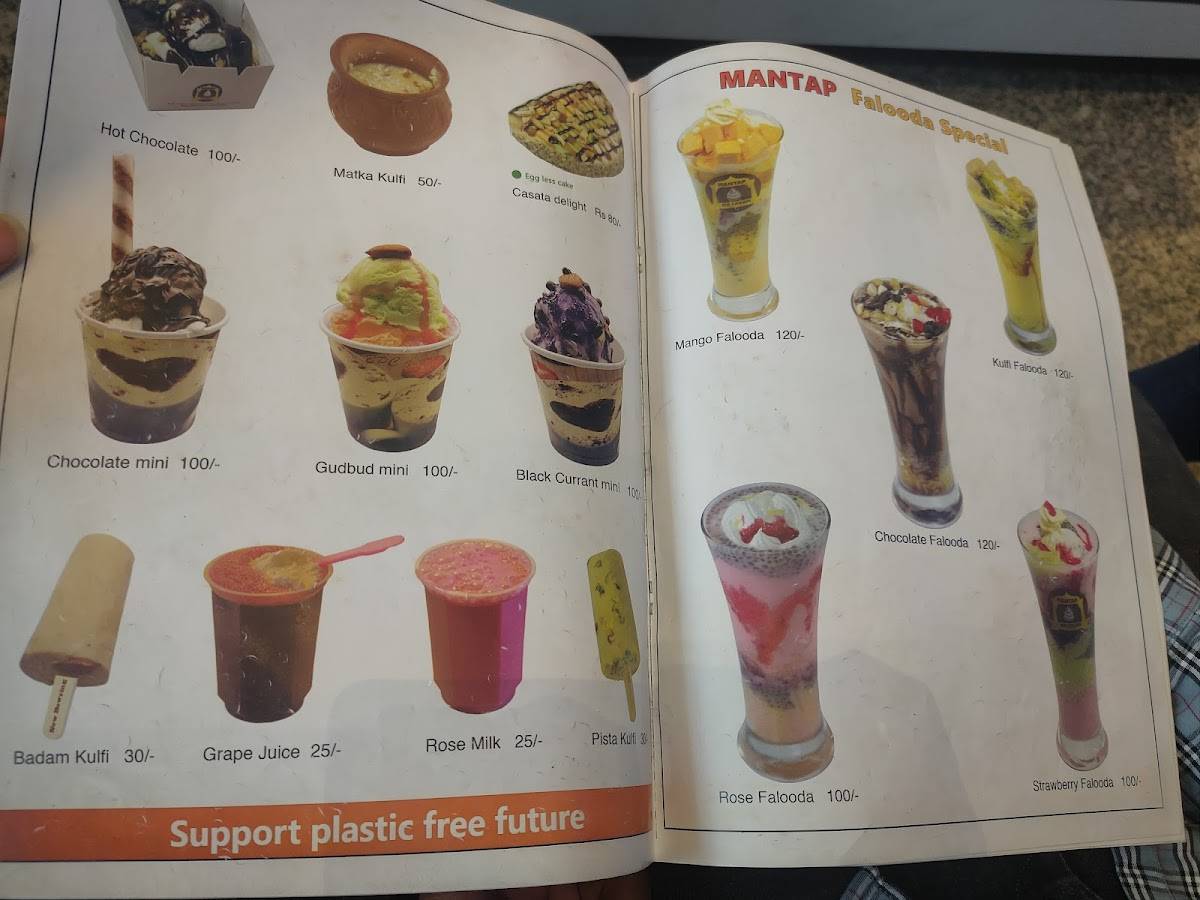 Menu at Mantap Ice Cream, Bengaluru