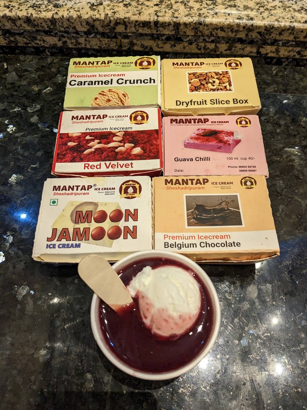 Menu at Mantap Ice Cream, Bengaluru