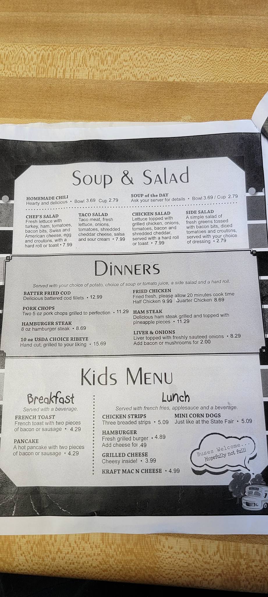Menu at Marge's On Rose restaurant, La Crosse