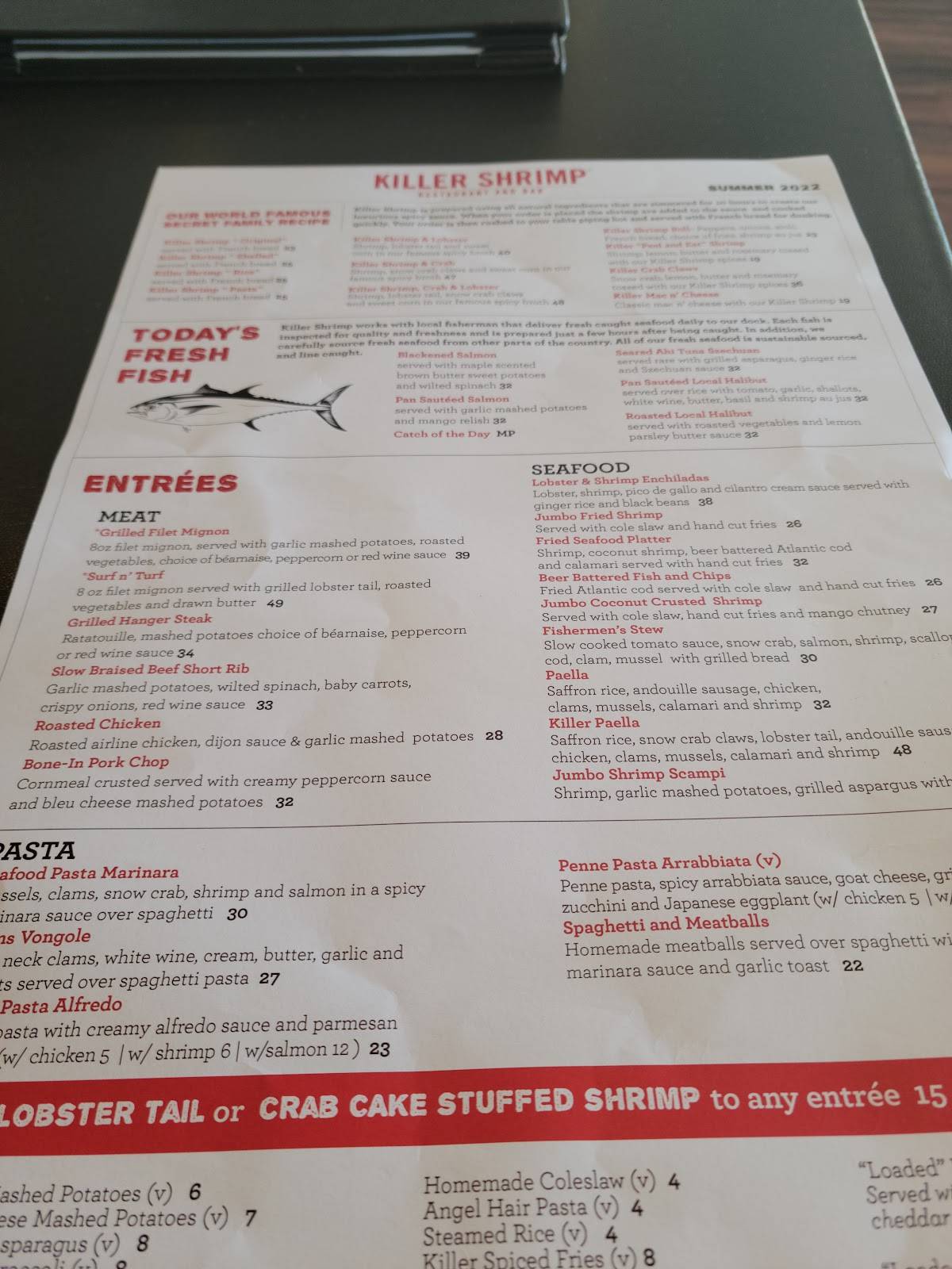 Menu at Killer Shrimp pub & bar, Marina del Rey, Admiralty Way