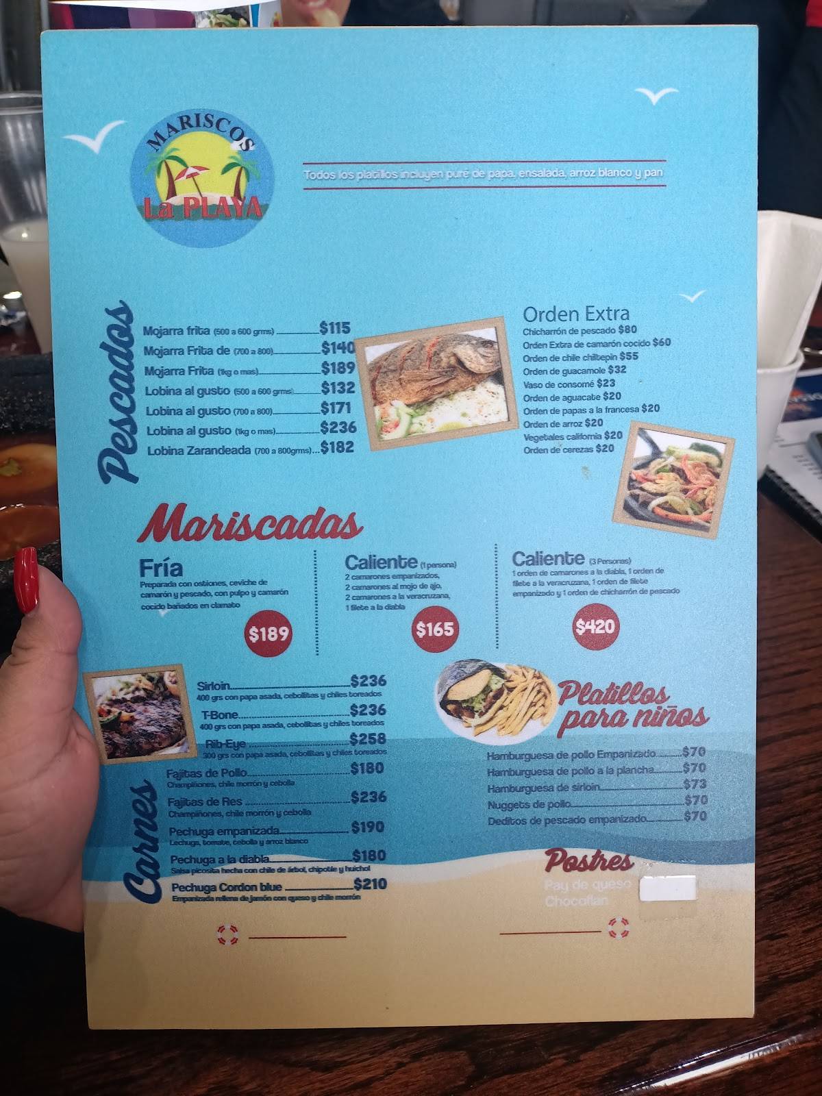 Carta del restaurante Mariscos La Playa Suc. Valle del Sol, Ciudad Juarez