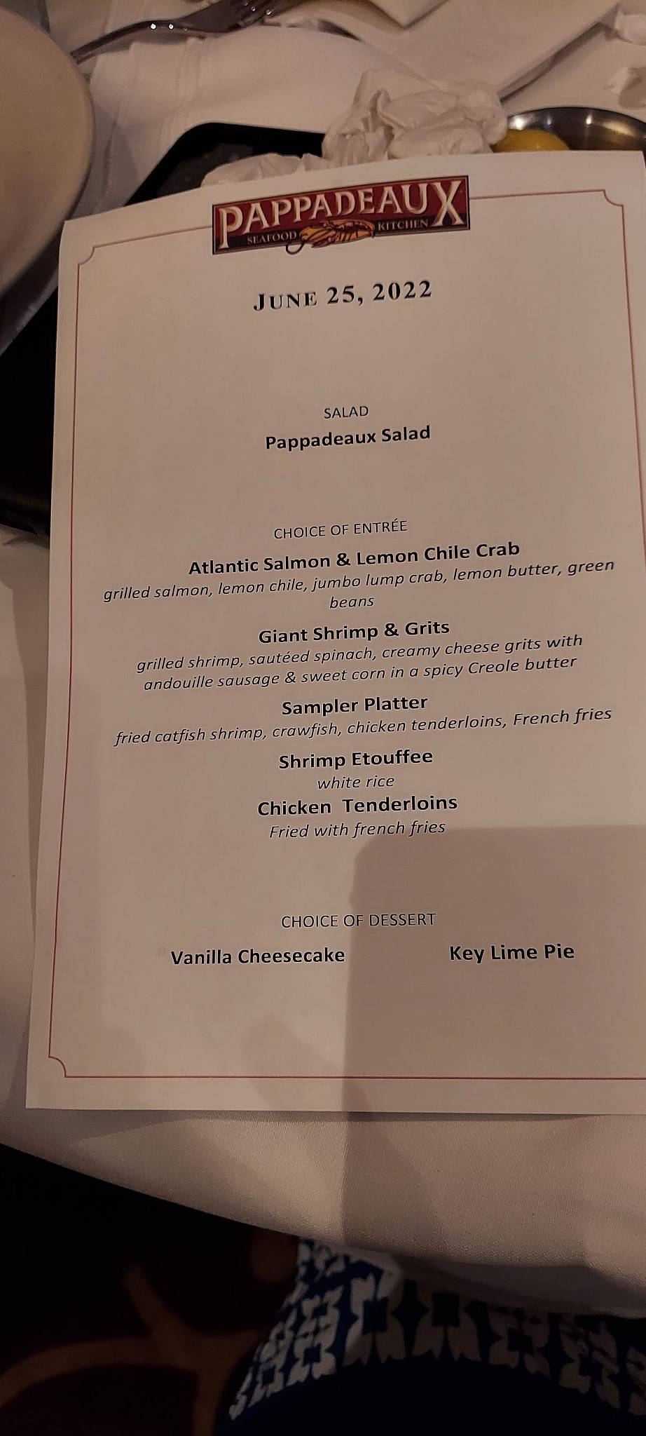 Menu at Pappadeaux Seafood Kitchen pub & bar, Pharr, W Expy 83