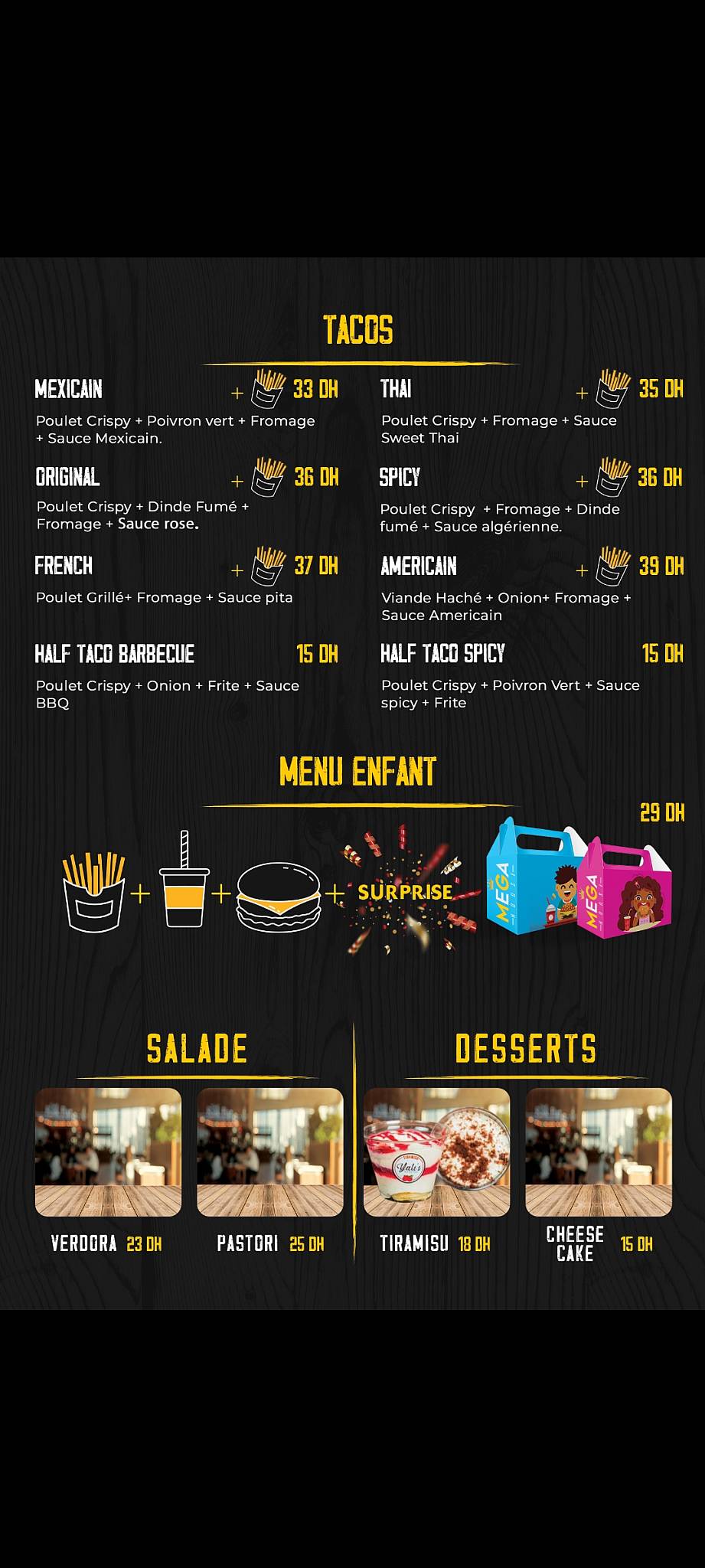 Menu at Mega.house kenitra restaurant, Kenitra