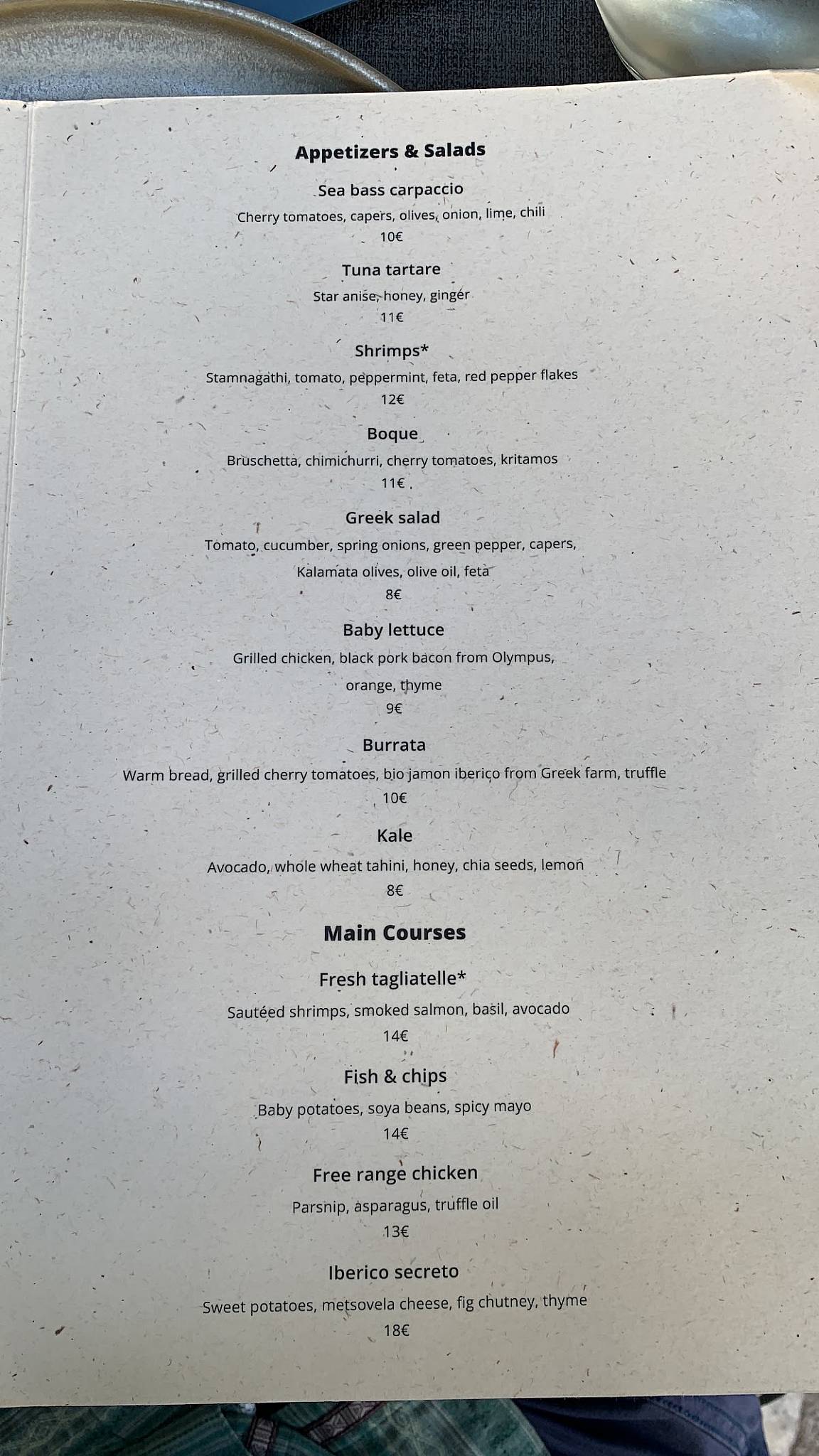 Menu at Merceri food & drink, Athens