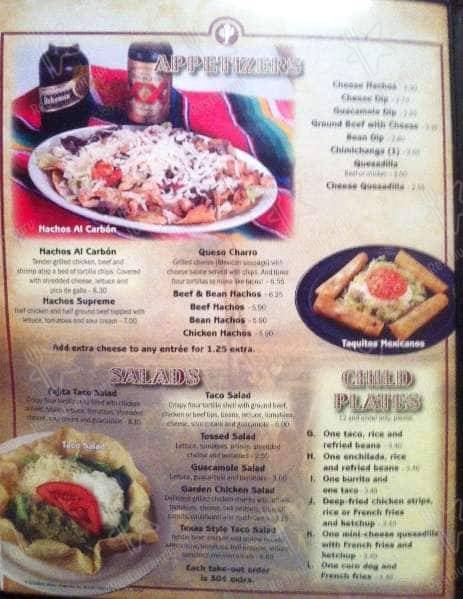 Menu at La Pinata restaurant, Meridian