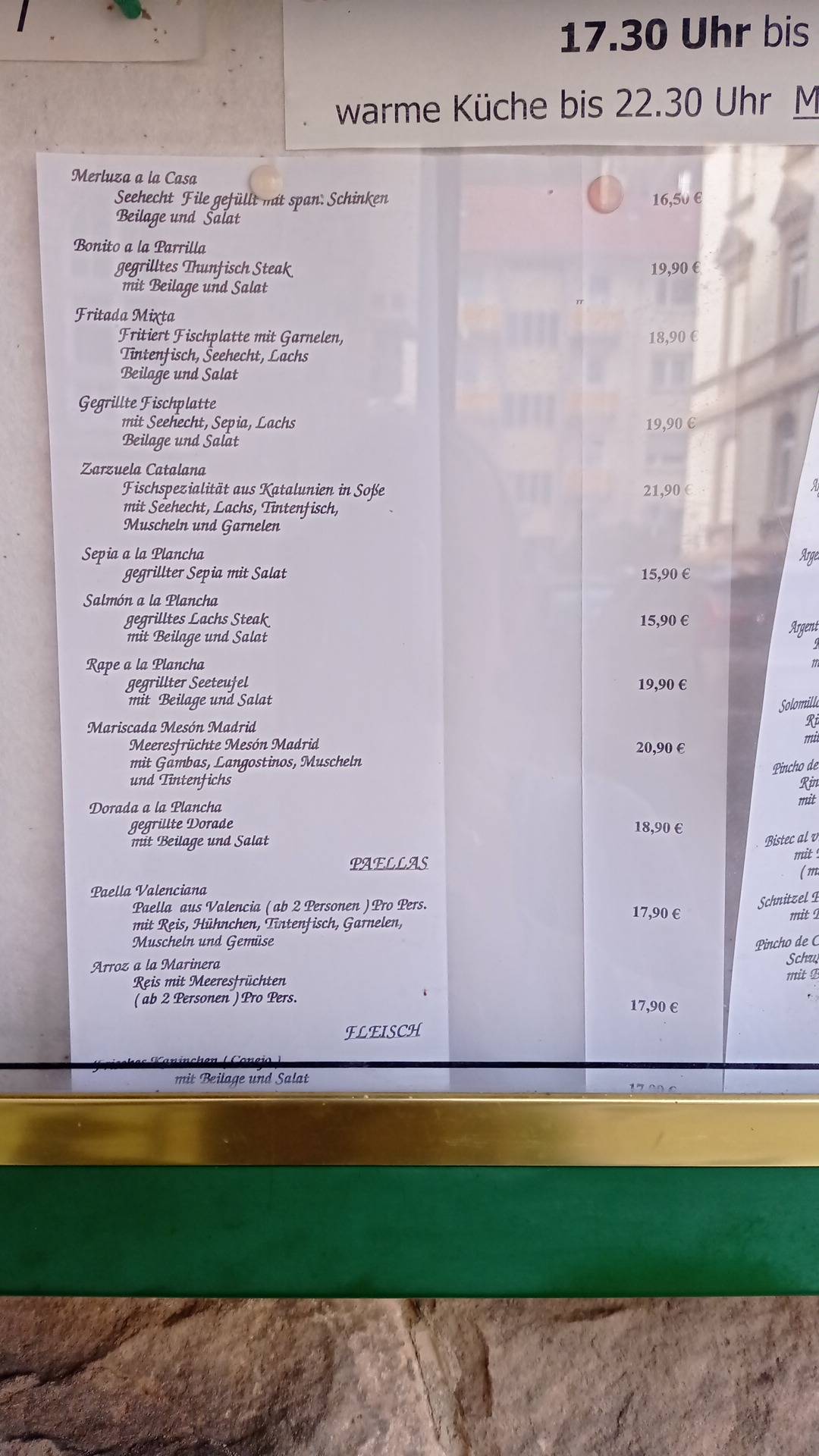 Speisekarte von Mesón Madrid restaurant, Heidelberg