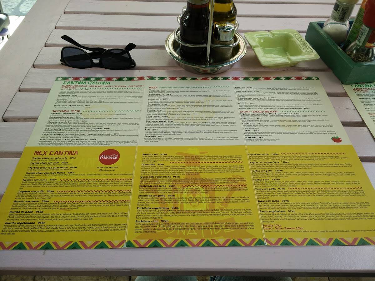Menu at Mex Cantina Bona Fide restaurant, Dubrovnik