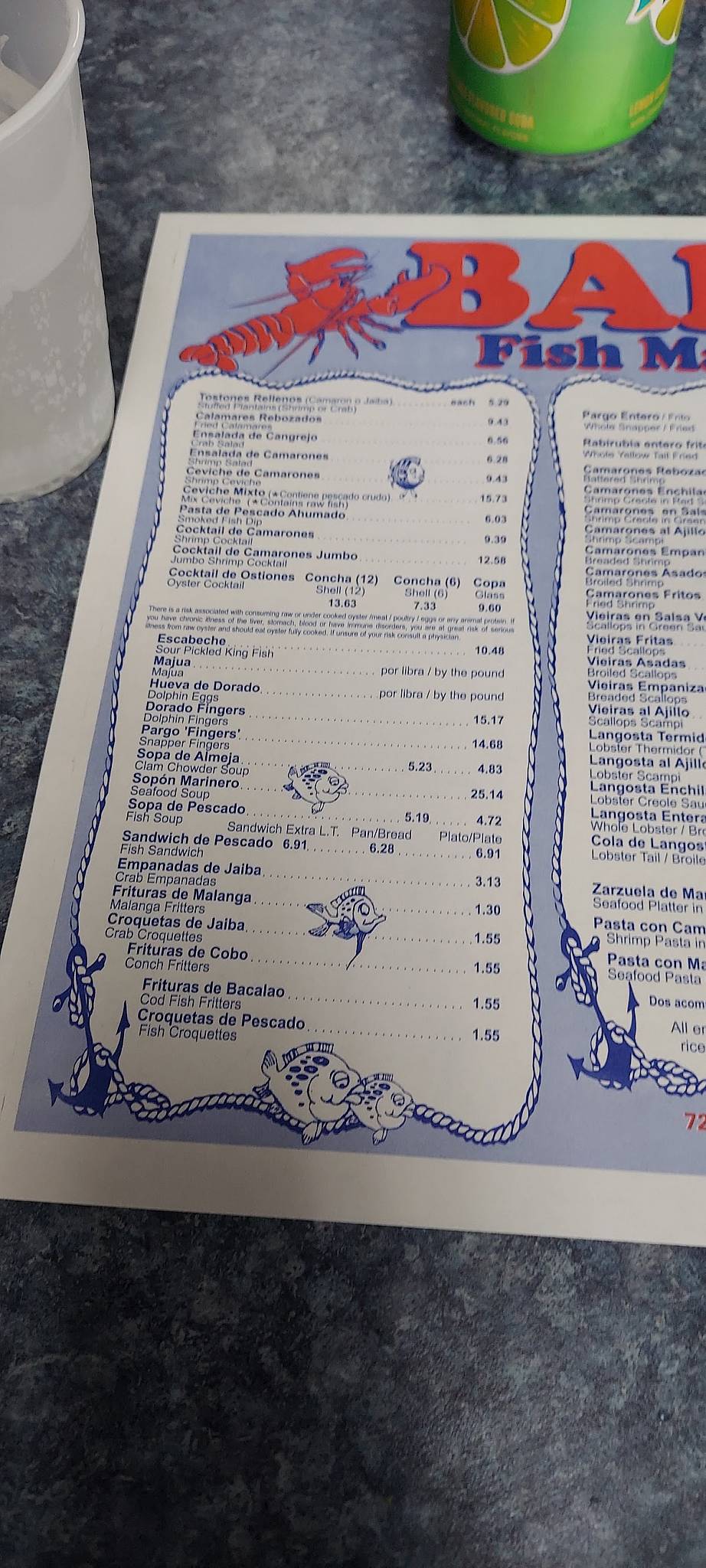 Menu at Bahamas Fish Market & Restaurant, Miami
