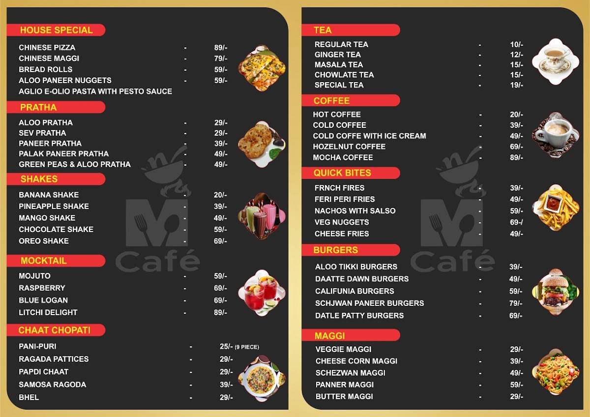 Menu at Mid Night Cafe, Indore