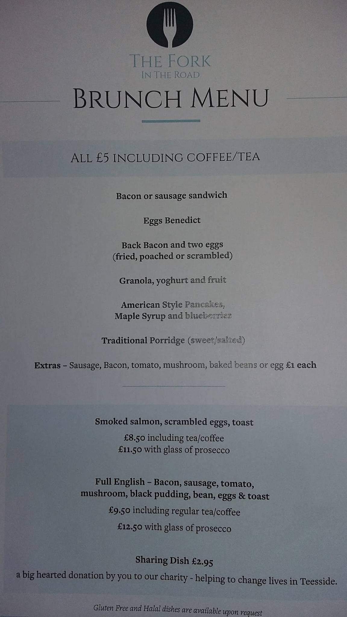 Menu at Connections Community Cafe, Middlesbrough